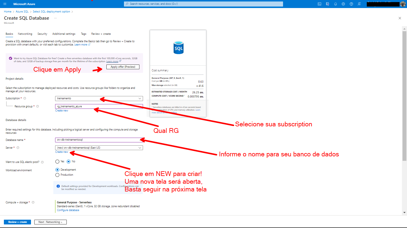 2. Provisionando Azure SQL - Projeto BI Zero TO DW
